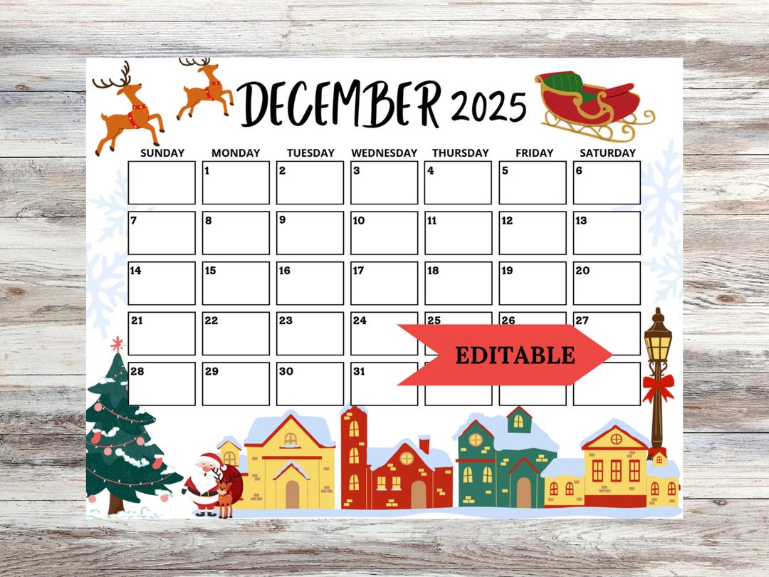 2025 December Christmas Calendar: Christmas Printable Planner (editable ...