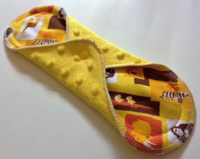 10 Inch Winged Minky Topped Cloth Pantiliner Yellow and Brown Zoo ...