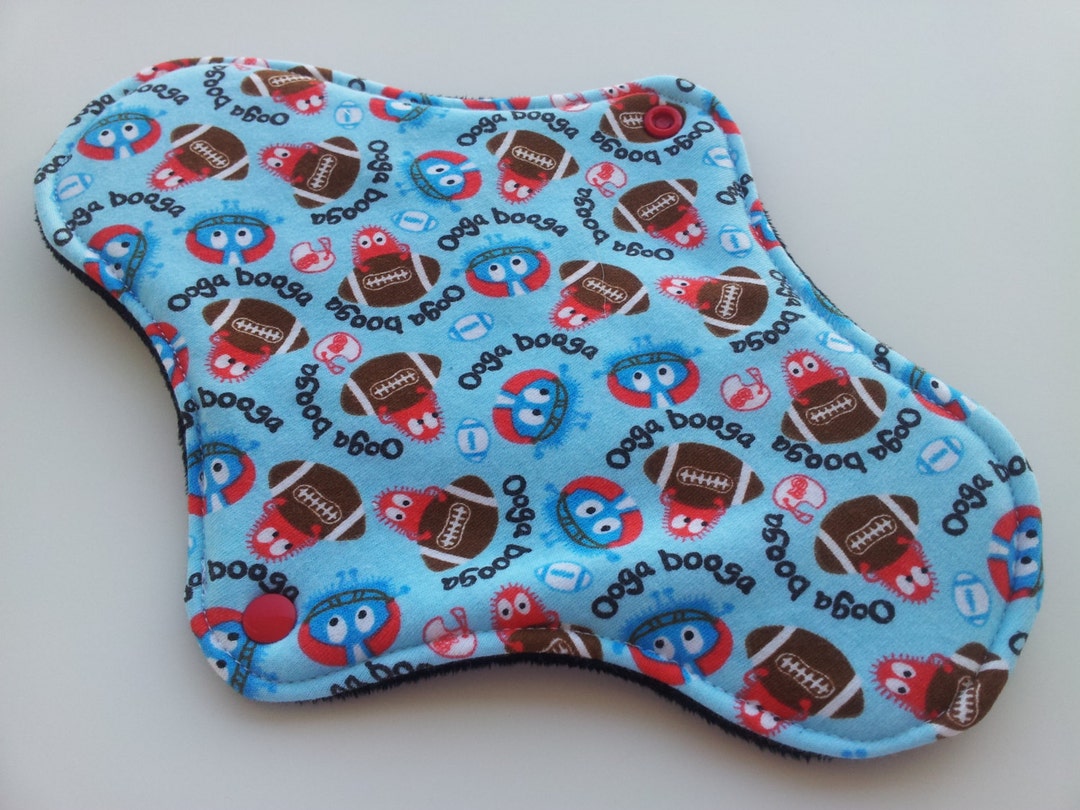 One 10 Inch Minky Topped Winged Cloth Menstrual Pad Ooga Booga Monsters ...