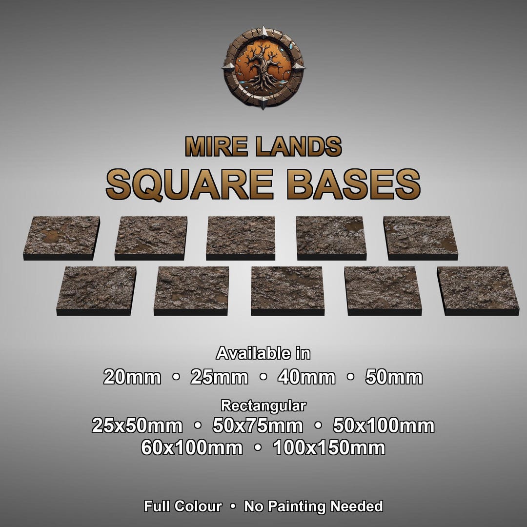 Mire Lands Mud Miniature Bases Square & Rectangular | Full Colour ...
