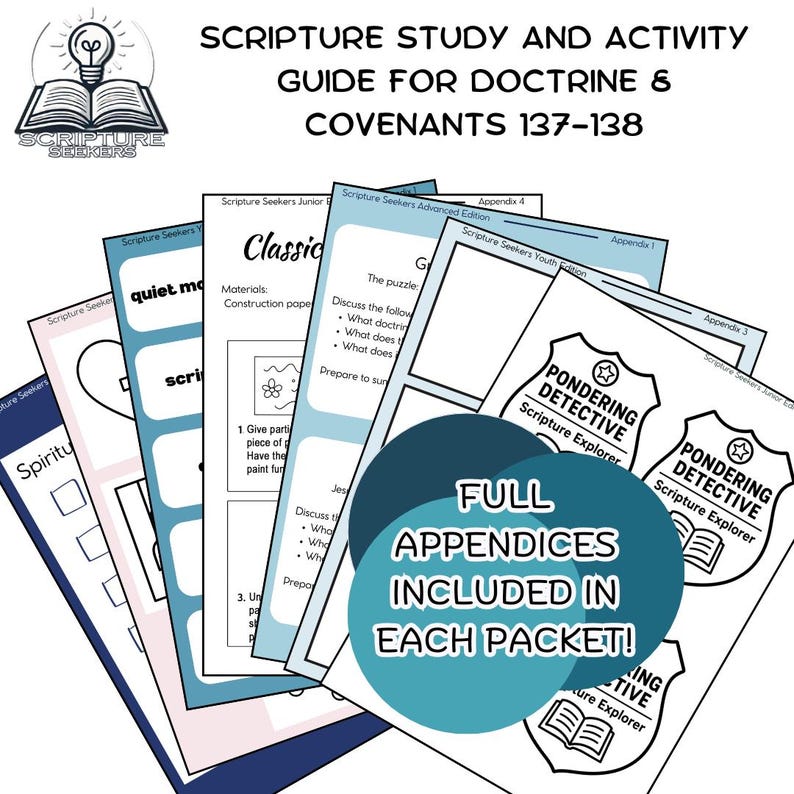 Come Follow Me Lessons Help|family Scripture Activity Guide|fun FHE|D&C ...