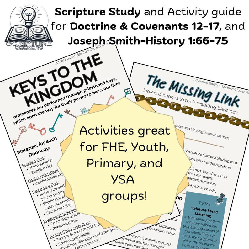 Come Follow Me Lesson Help|family Scripture Activity Guide|fun FHE|JSH ...