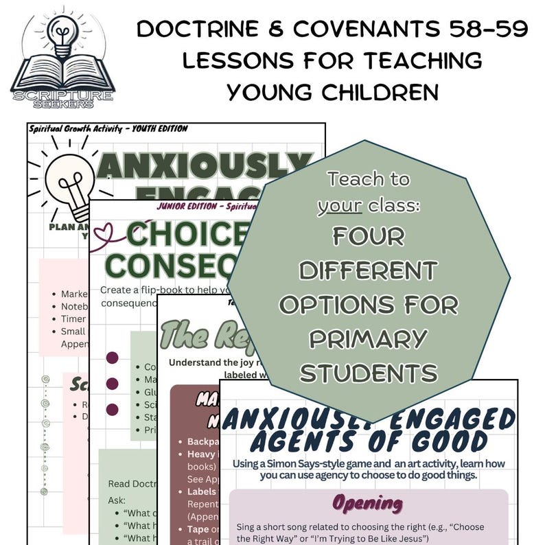 Come Follow Me Lessons Help|family Scripture Activity Guide|fun FHE|D&C ...