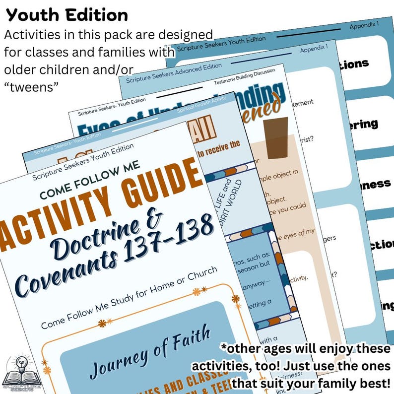 Come Follow Me Lessons Help|family Scripture Activity Guide|fun FHE|D&C ...