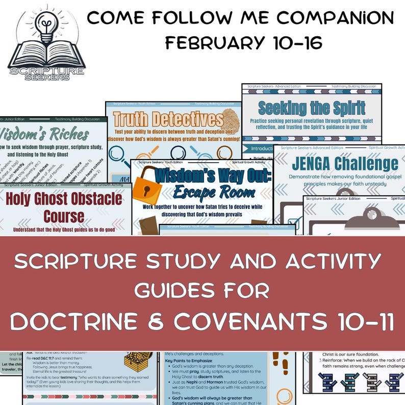 Come Follow Me Lessons Help|family Scripture Activity Guide|fun FHE|D&C ...