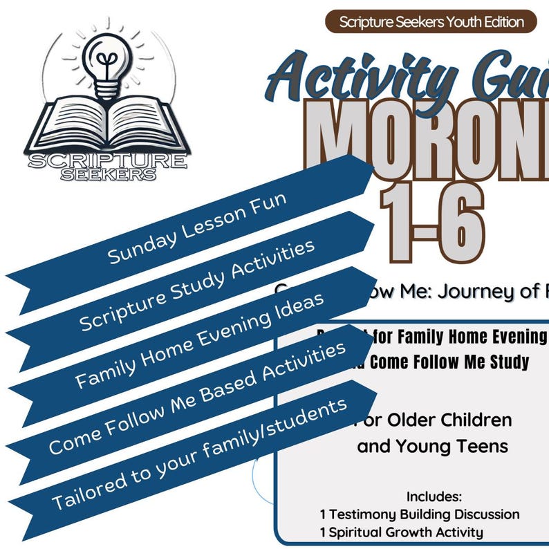 Family Scripture Activity Guide|fun Fhe|come Follow Me Lessons|moroni 1-6|games|december 2-8 ...