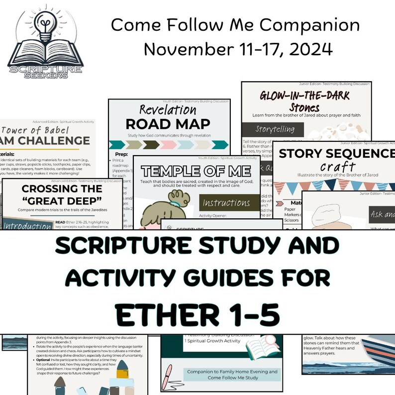 Family Scripture Activity Guidefun Fhecome Follow Me Lessonsether 1 ...