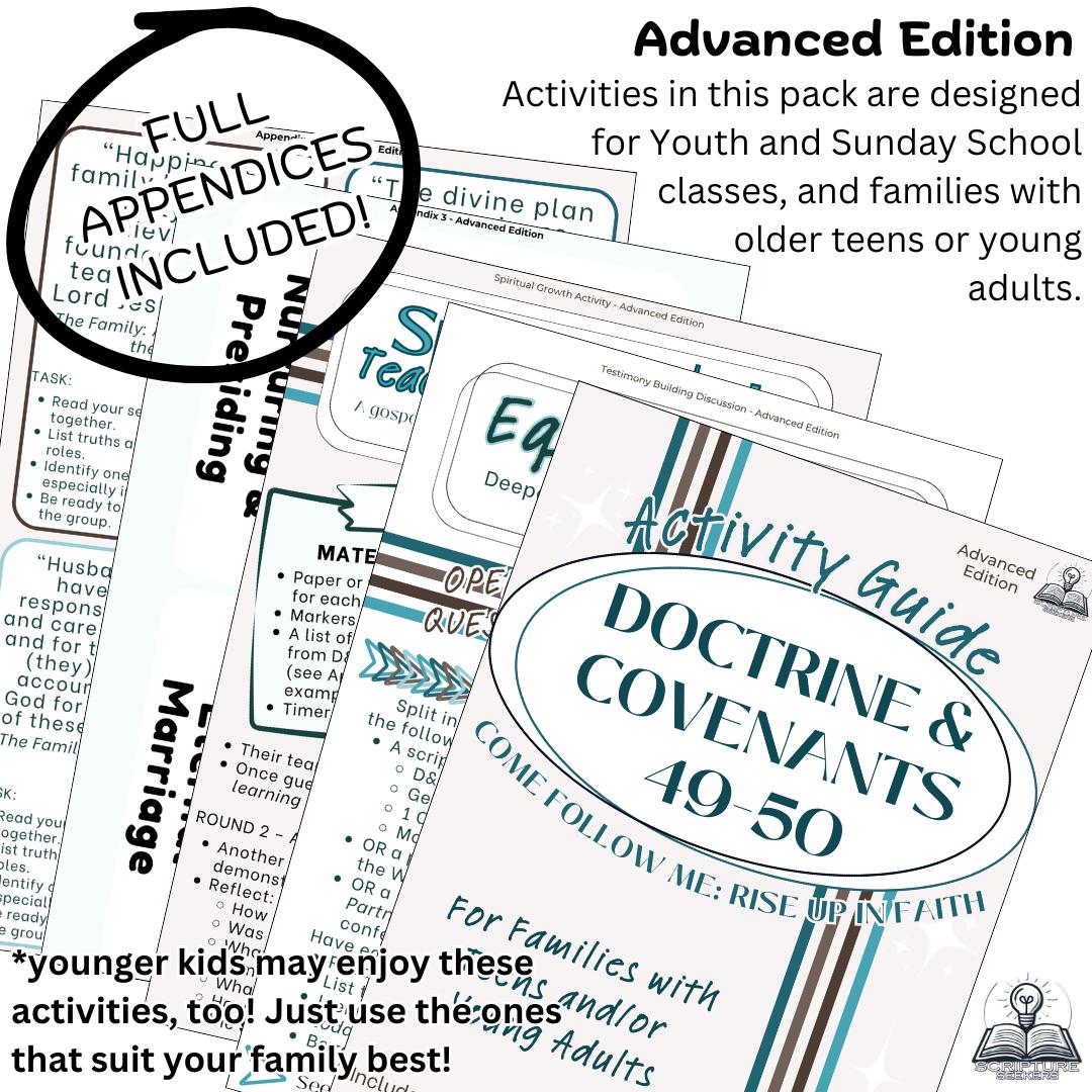 Come Follow Me Lessons Help|family Scripture Activity Guide|fun FHE|D&C ...