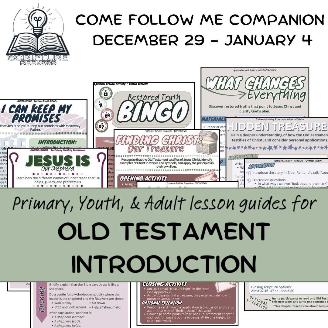 Come Follow Me Introduction to the Old Testament Activity & Lesson ...