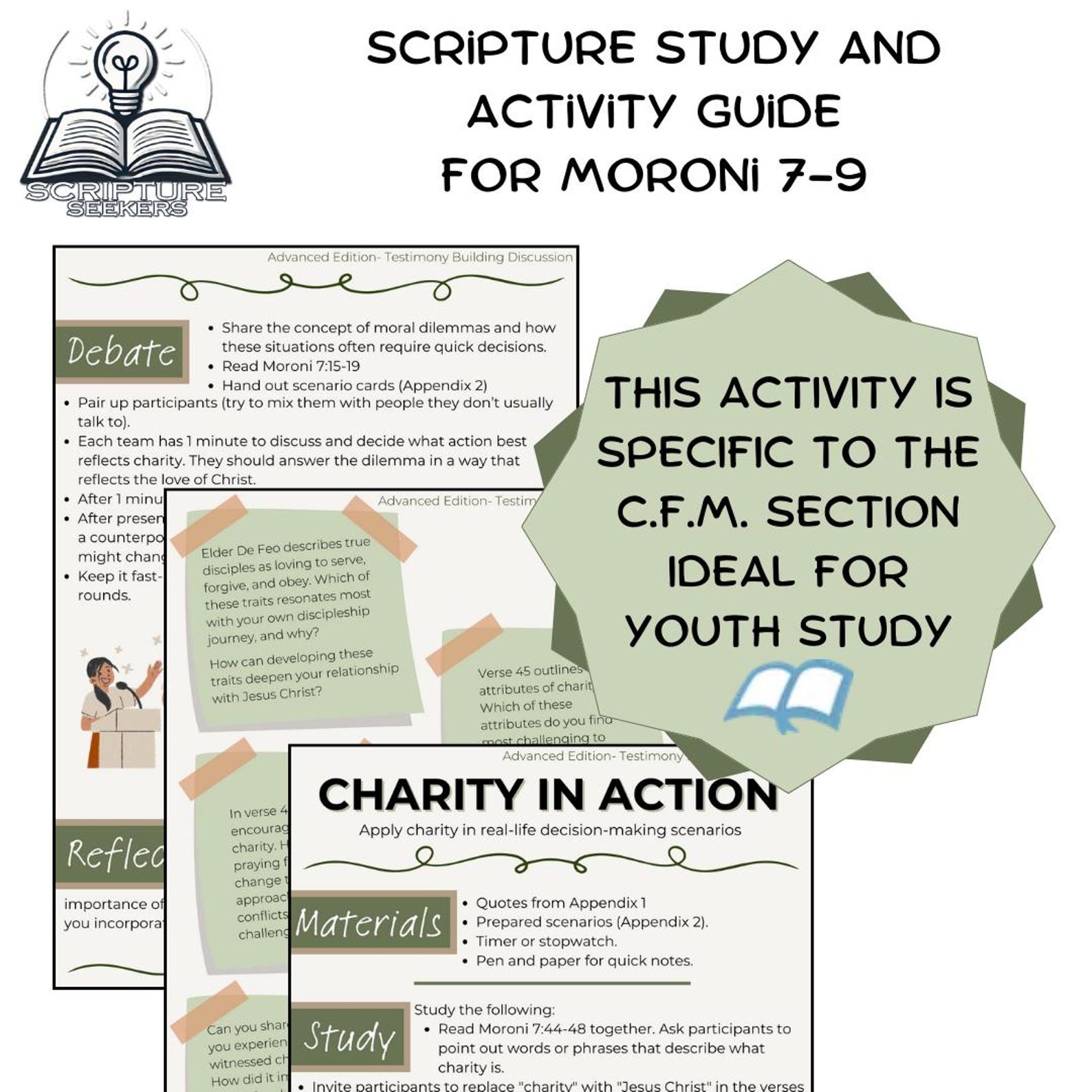 Family Scripture Activity Guide|fun Fhe|come Follow Me Lessons|moroni 7 ...