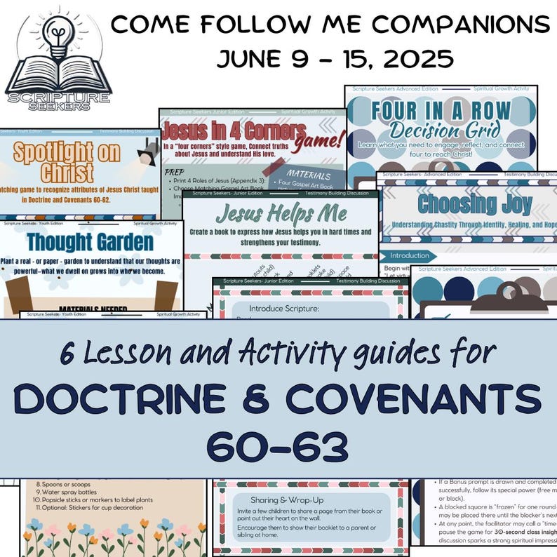Come Follow Me Lessons Help|family Scripture Activity Guide|fun FHE|D&C ...