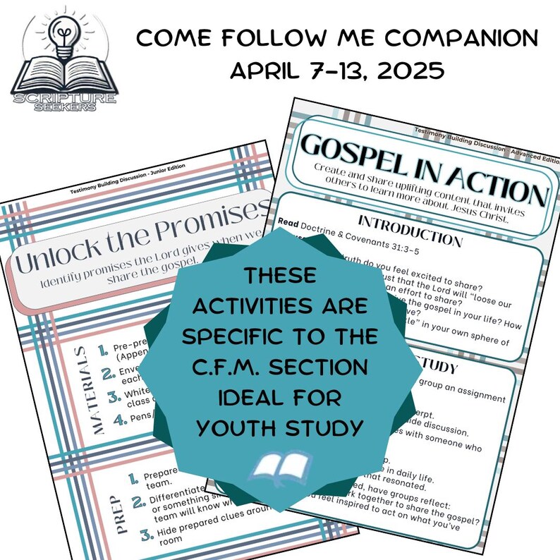 Come Follow Me Lessons Help|family Scripture Activity Guide|fun FHE|D&C ...