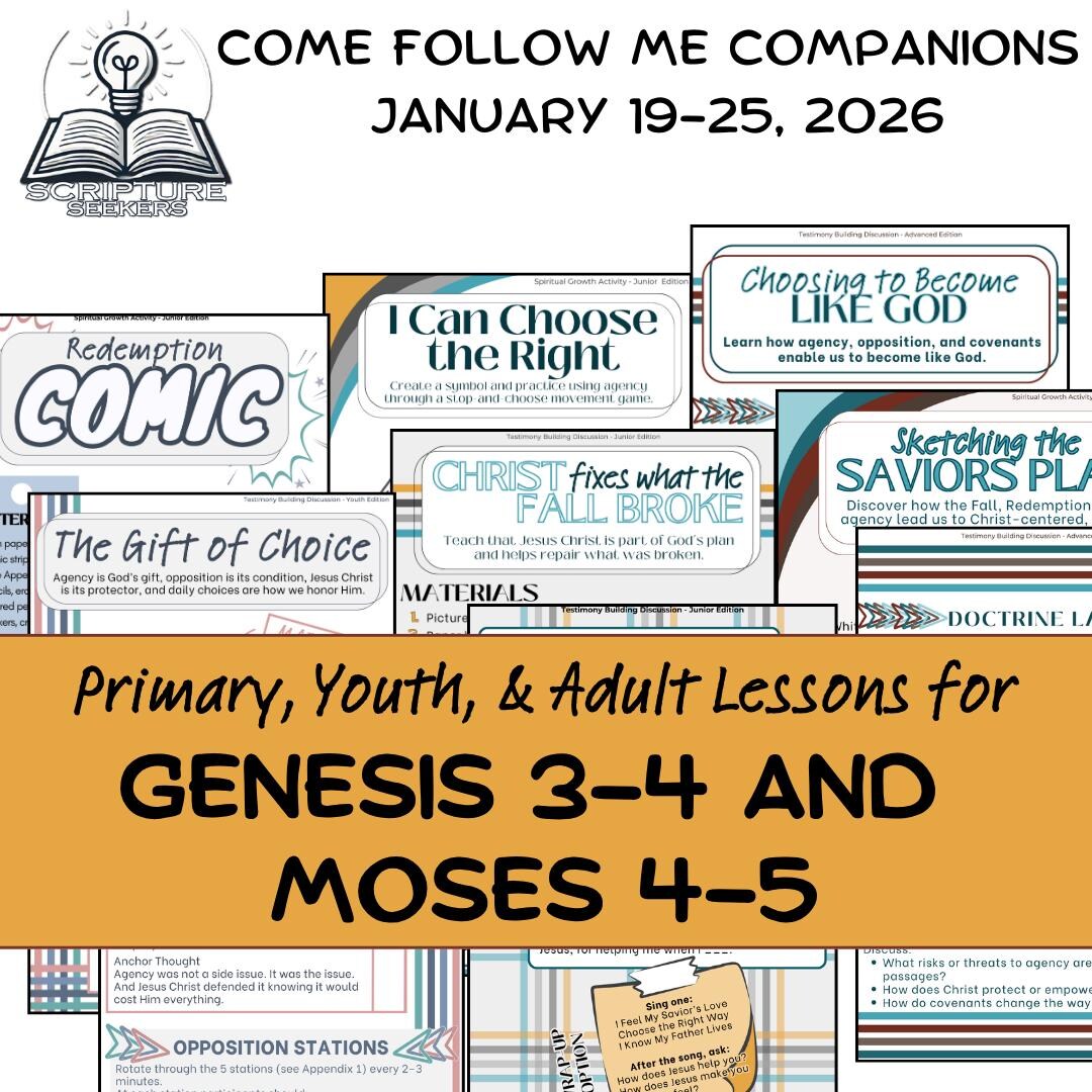Come Follow Me Genesis 3–4 Moses 4–5 Activity & Lesson Guide (jan 19 ...