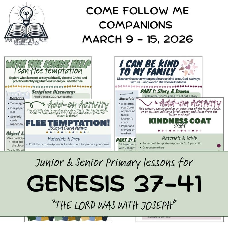 Come Follow Me Genesis 37-41 Activity Guide | Joseph's Story Lesson ...