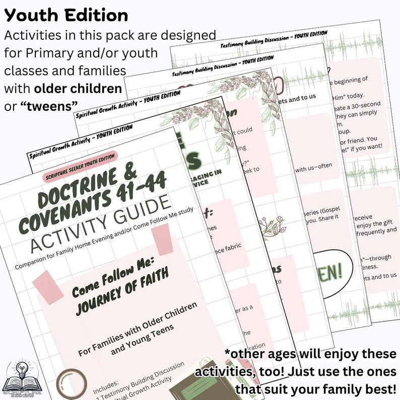 Come Follow Me Lessons Help|family Scripture Activity Guide|fun FHE|D&C ...