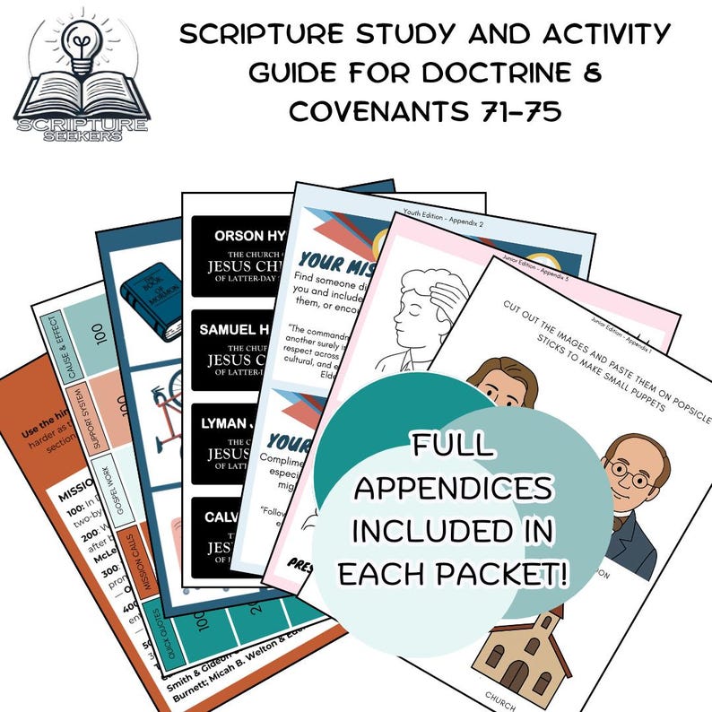 Come Follow Me Lessons Help|family Scripture Activity Guide|fun FHE|D&C ...
