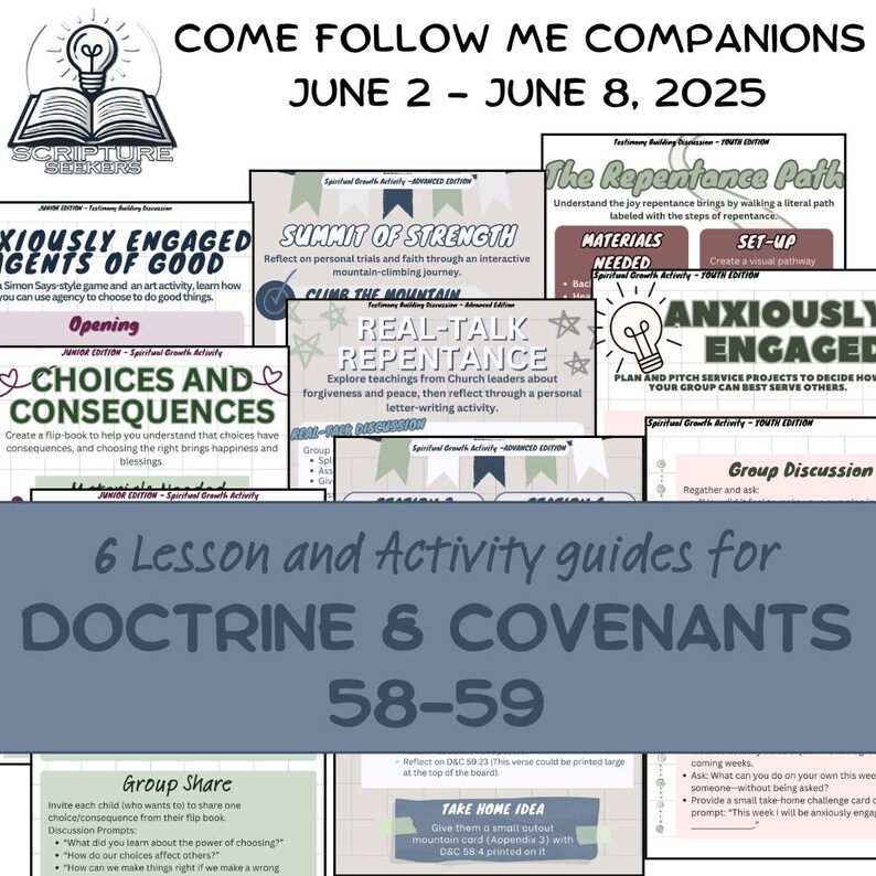 Come Follow Me Lessons Help|family Scripture Activity Guide|fun FHE|D&C ...