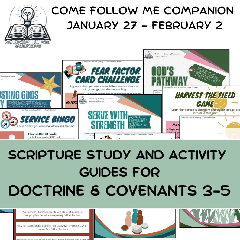 Come Follow Me Lessons Help|family Scripture Activity Guide|fun FHE|D&C ...