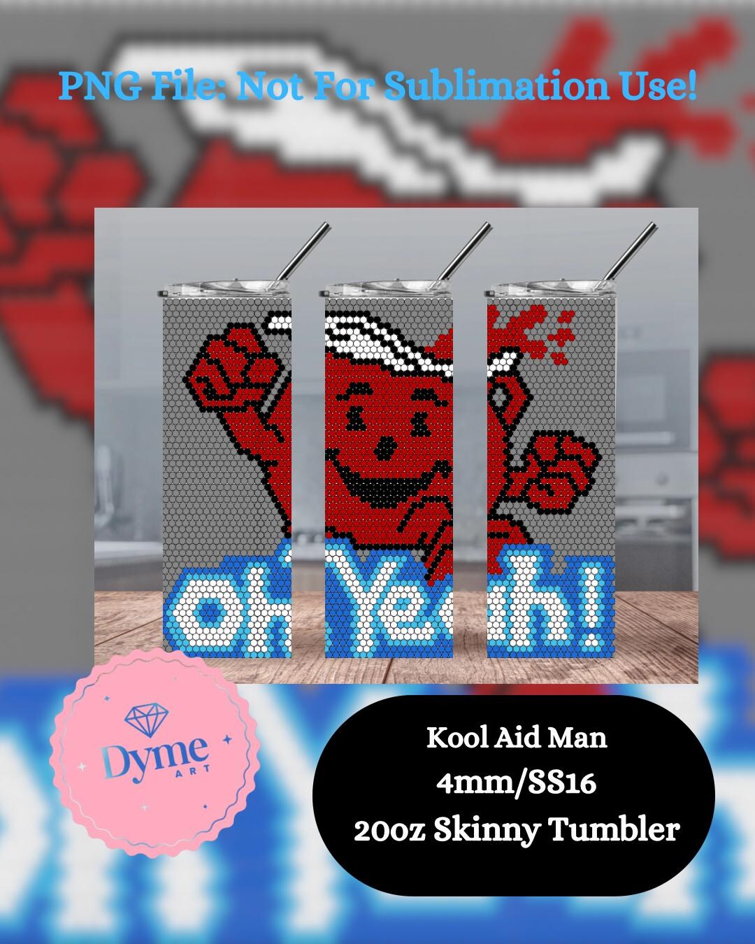 Kool Aid Man Oh Yea/rhinestone Template Pattern Digital Design/20oz ...
