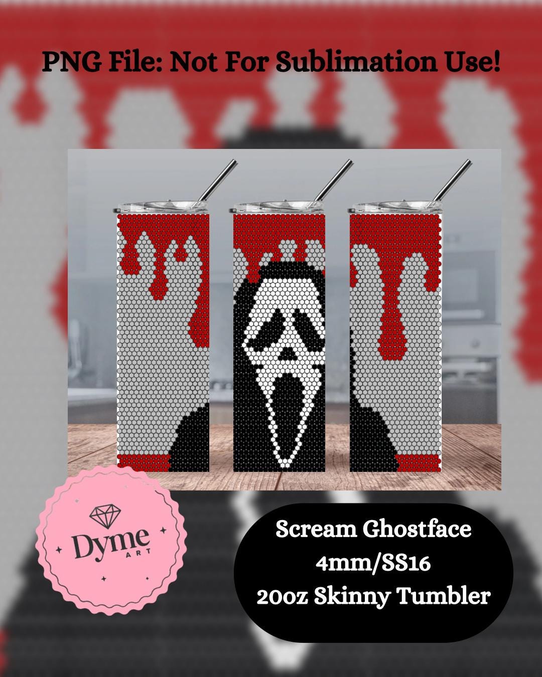 Scream Ghostface/ Rhinestone Template Pattern Digital Design/ 20oz ...