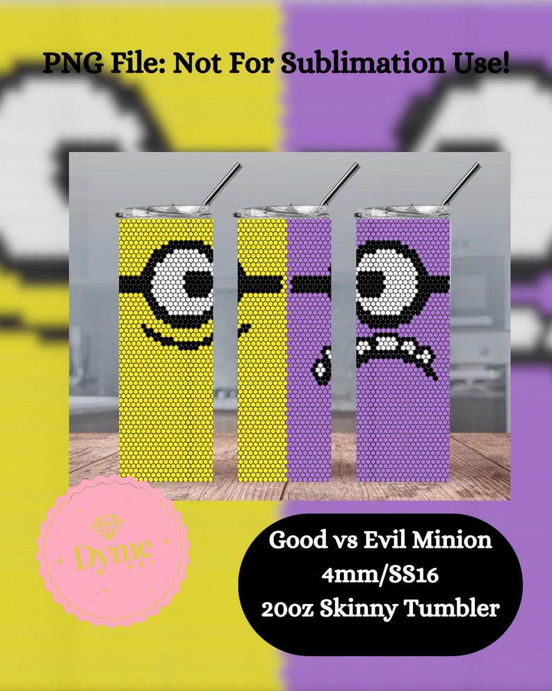 Good Vs Evil Minion/ Rhinestone Template Pattern Digital Design/ 20oz ...
