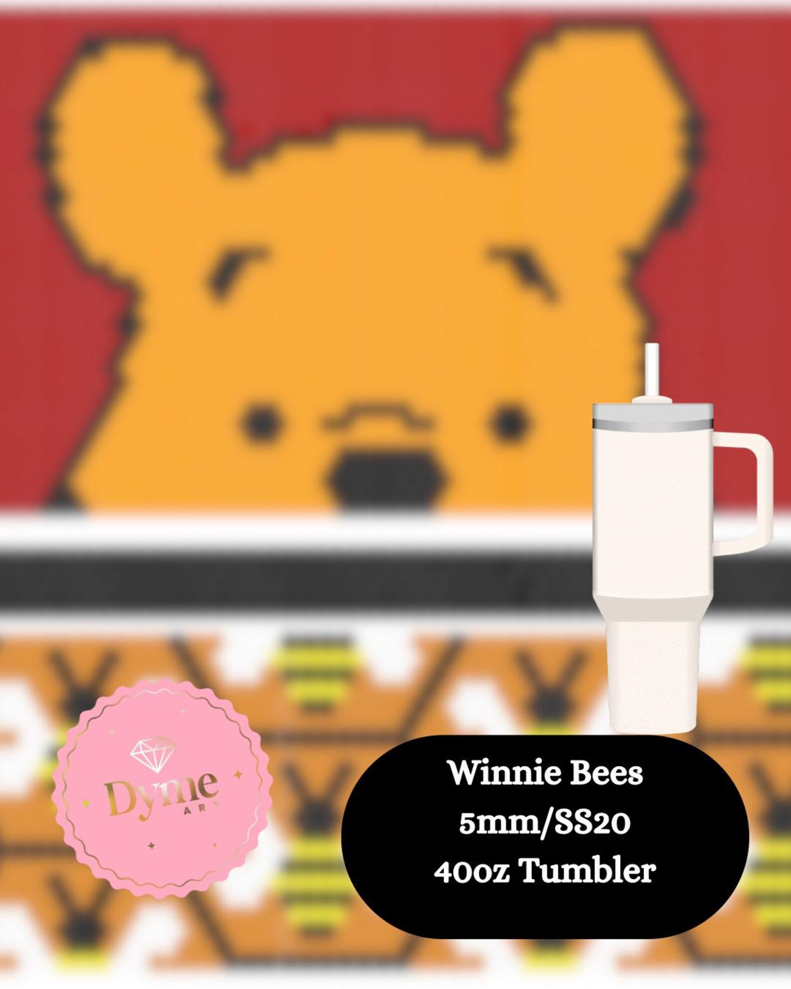 Winnie Bees/ Rhinestone Template/pattern Digital Design/ 40oz Tumbler ...
