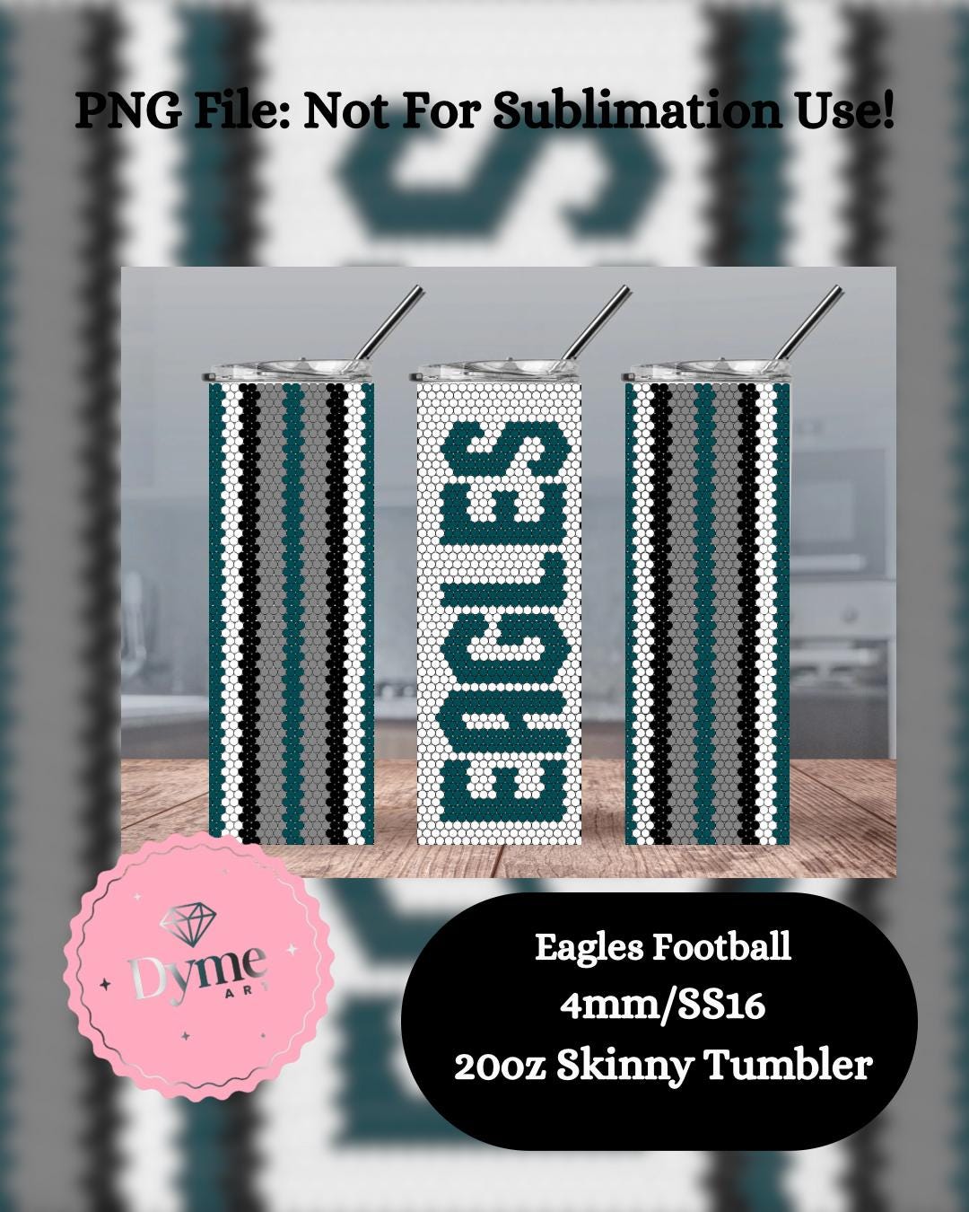 Eagles Football/ Rhinestone Template Pattern Digital Design/ 20oz ...