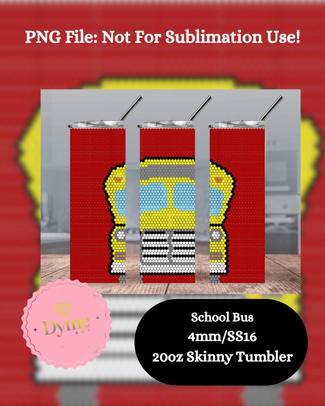 School Bus/ Rhinestone Template Pattern Digital Design/ 20oz Skinny ...