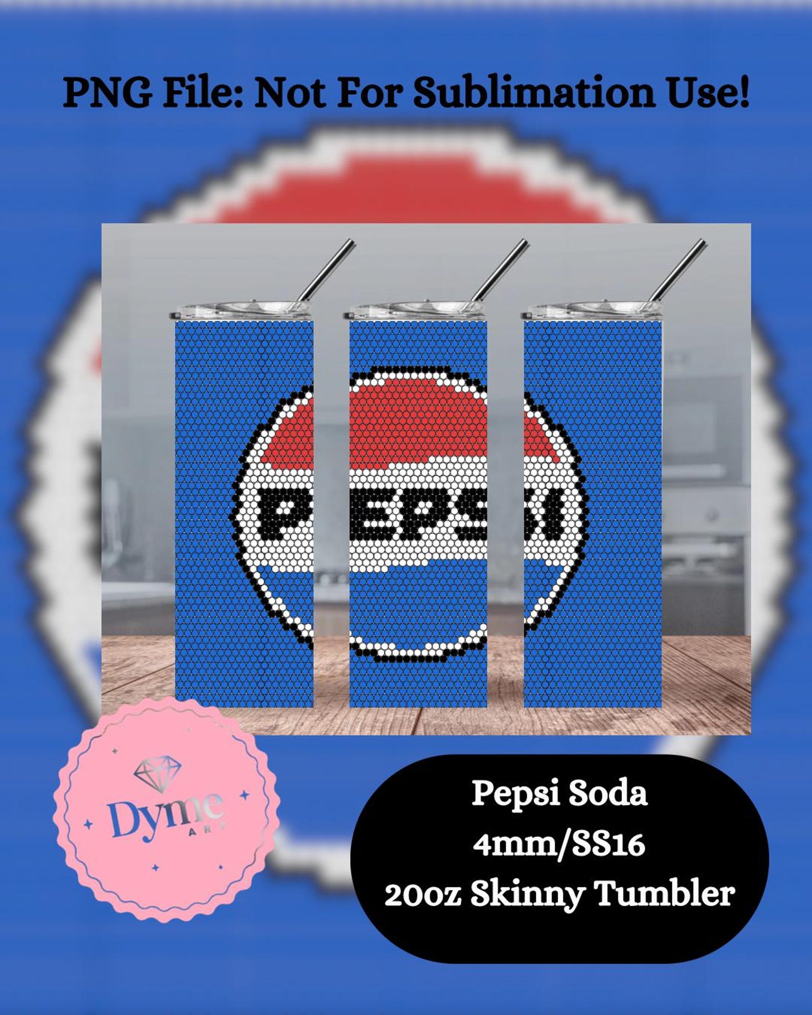 Pepsi Soda/ Rhinestone Template Pattern Digital Design/ 20oz Skinny ...