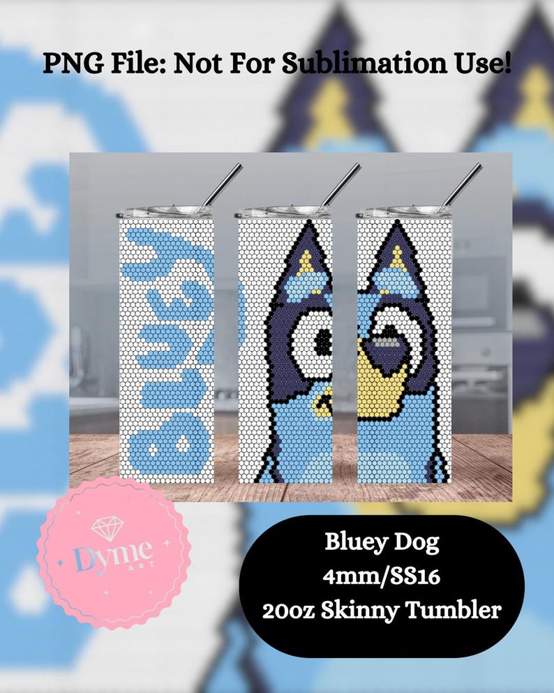 Bluey Dog/ Rhinestone Template Pattern Digital Design/ 20oz Skinny ...