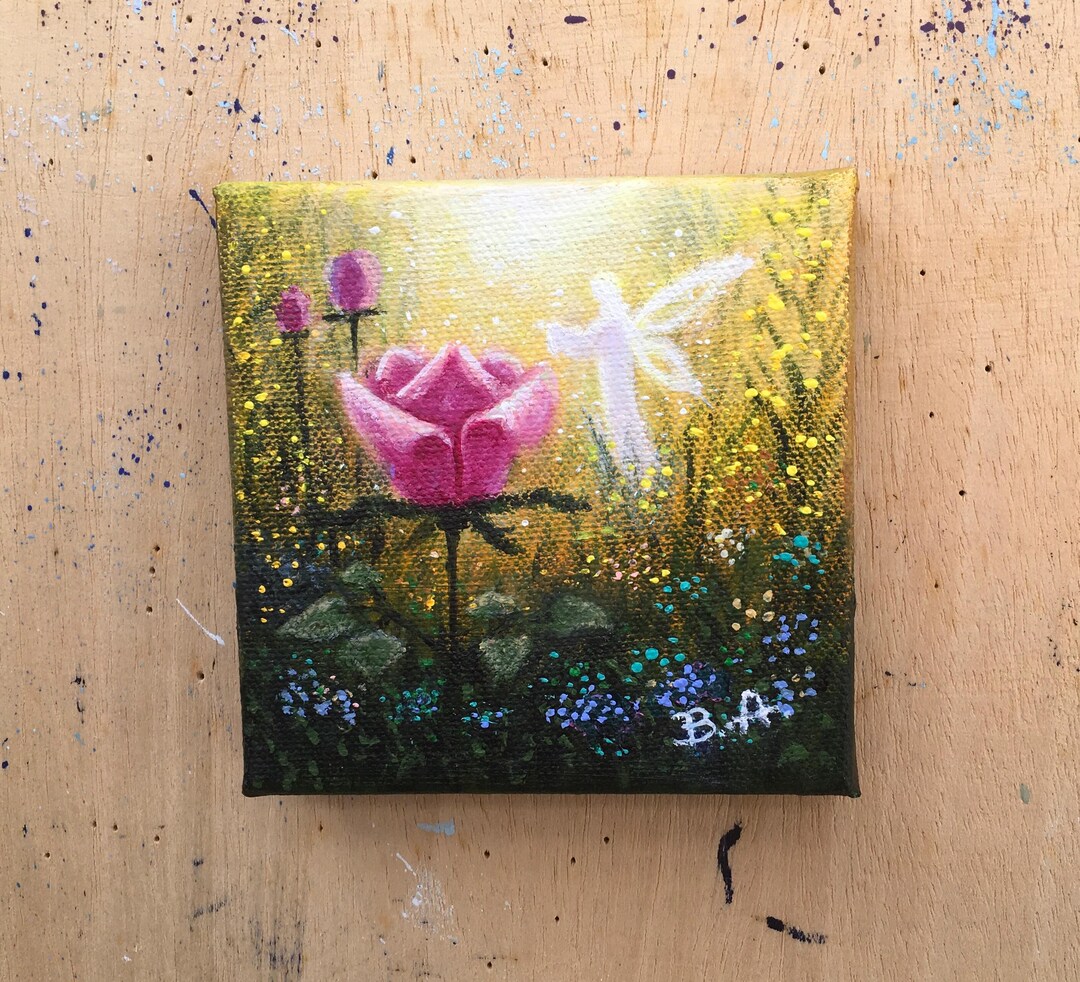Mini Painting - Flower Angel | 4x4" Garden Earth Angel Art | Visionary ...