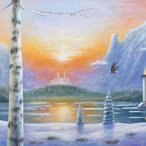 Winter Morn Original Painting on Paper 24x10" | Snowy Forest With ...