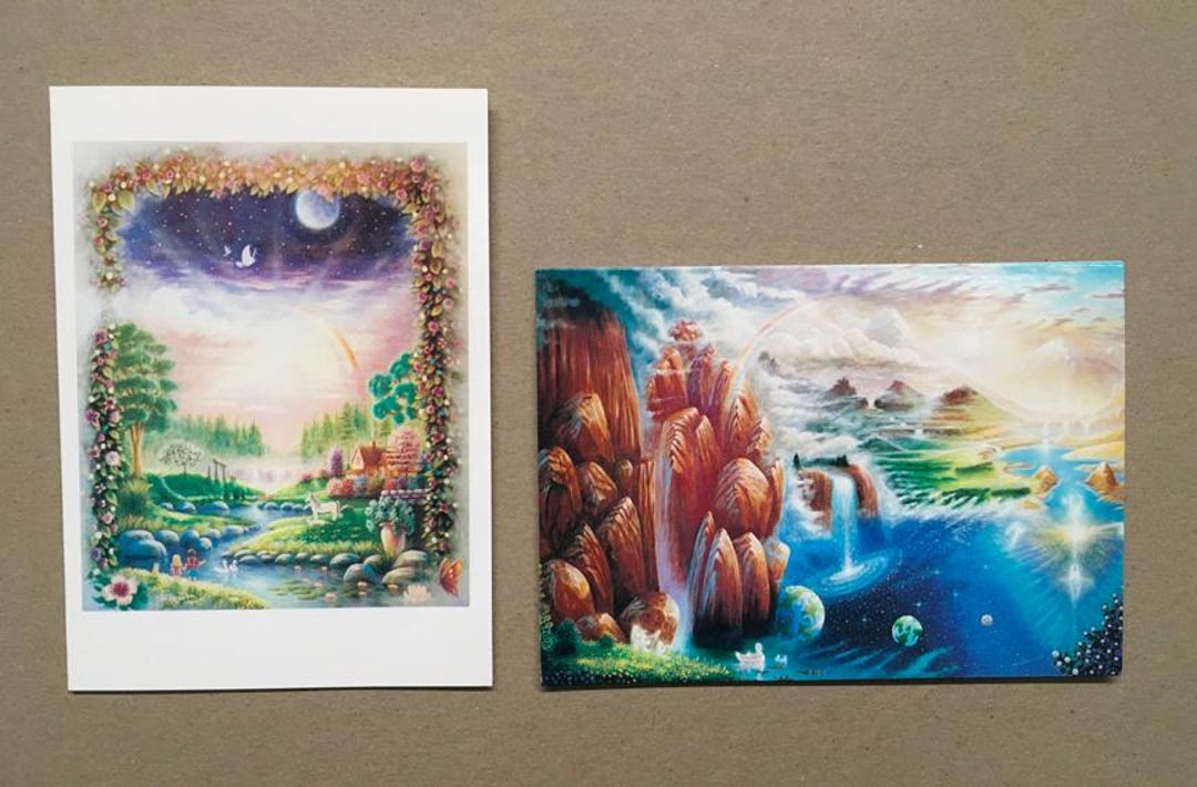 2 Visionary Landscape Greeting Cards, Artcards, Visionary, Spiritual ...