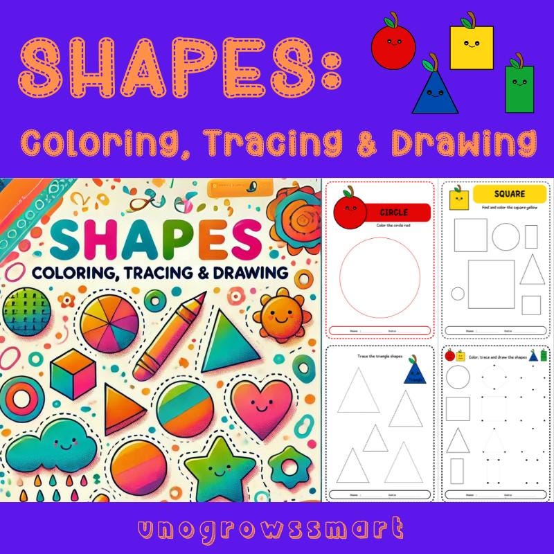 SHAPES: Coloring, Tracing & Drawing - Etsy