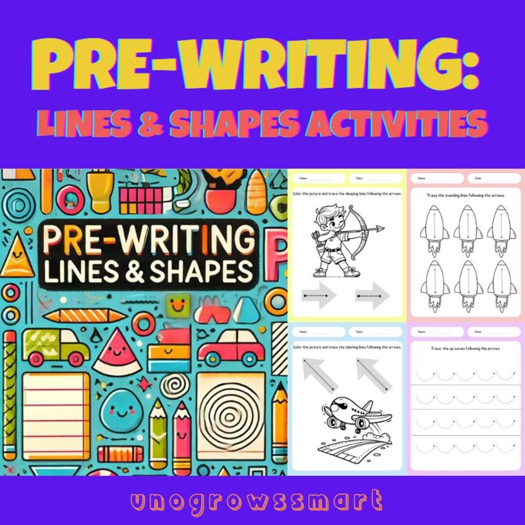 Pre-writing Lines & Shapes Activities - Etsy