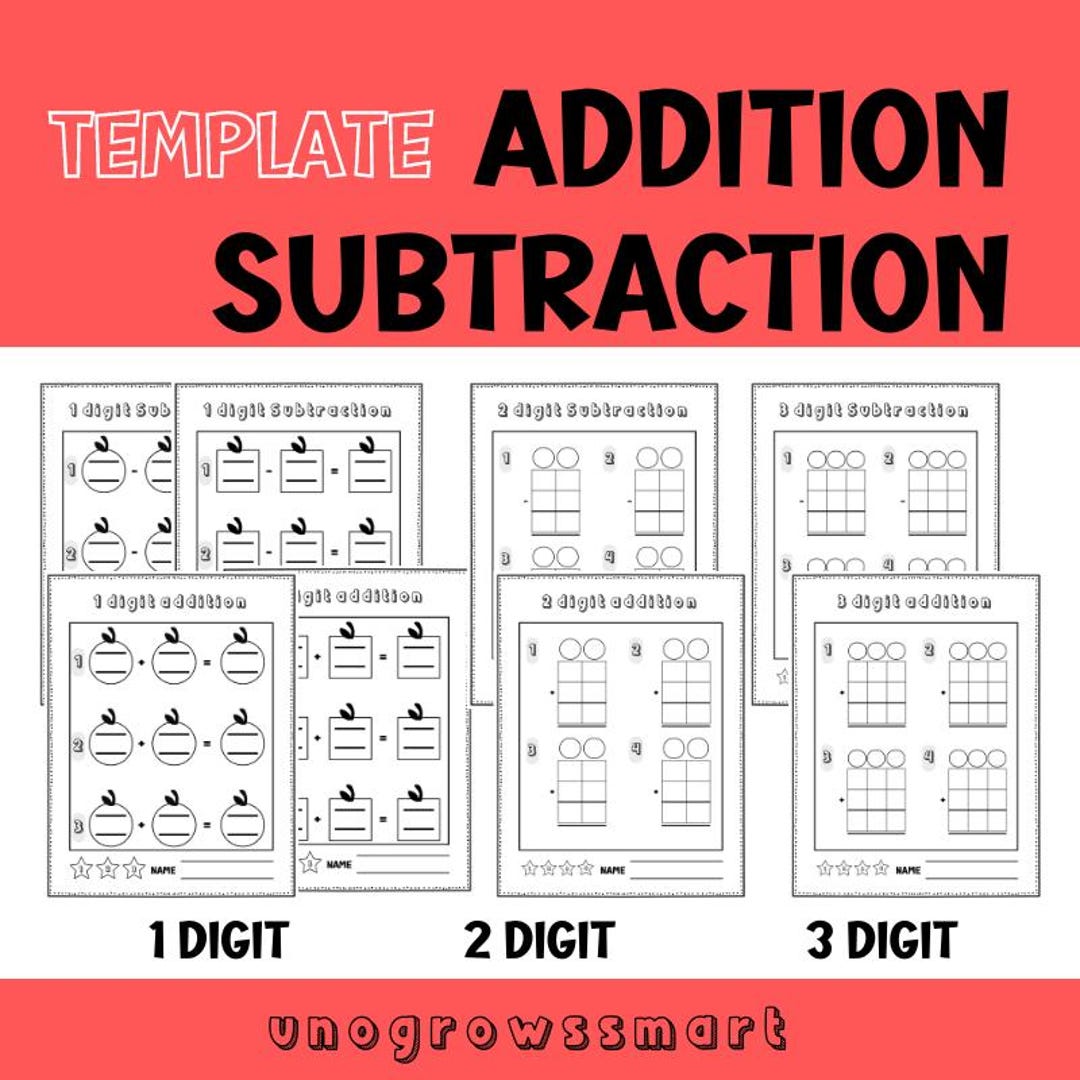 Addition Subtraction Template - Etsy