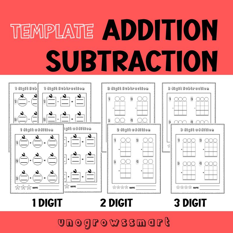 Addition Subtraction Template - Etsy