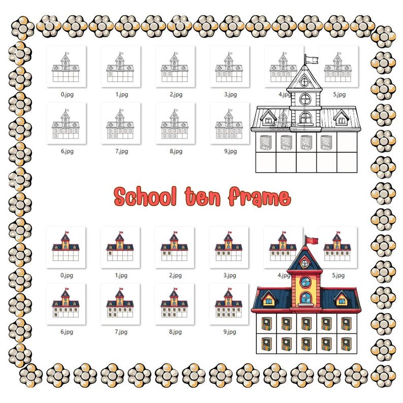 Ten Frames Math Clipart: Back to School Theme - Etsy Israel