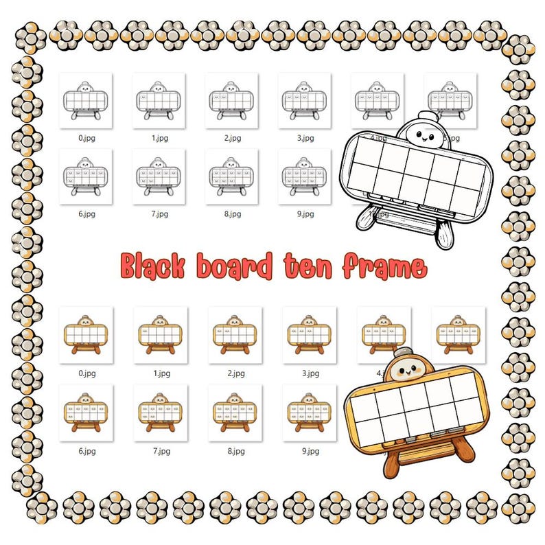 Ten Frames Math Clipart: Back to School Theme - Etsy Israel