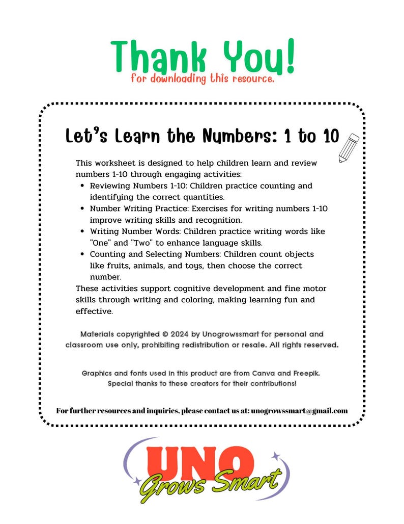 Let’s Learn the Numbers: 1 to 10 - Etsy