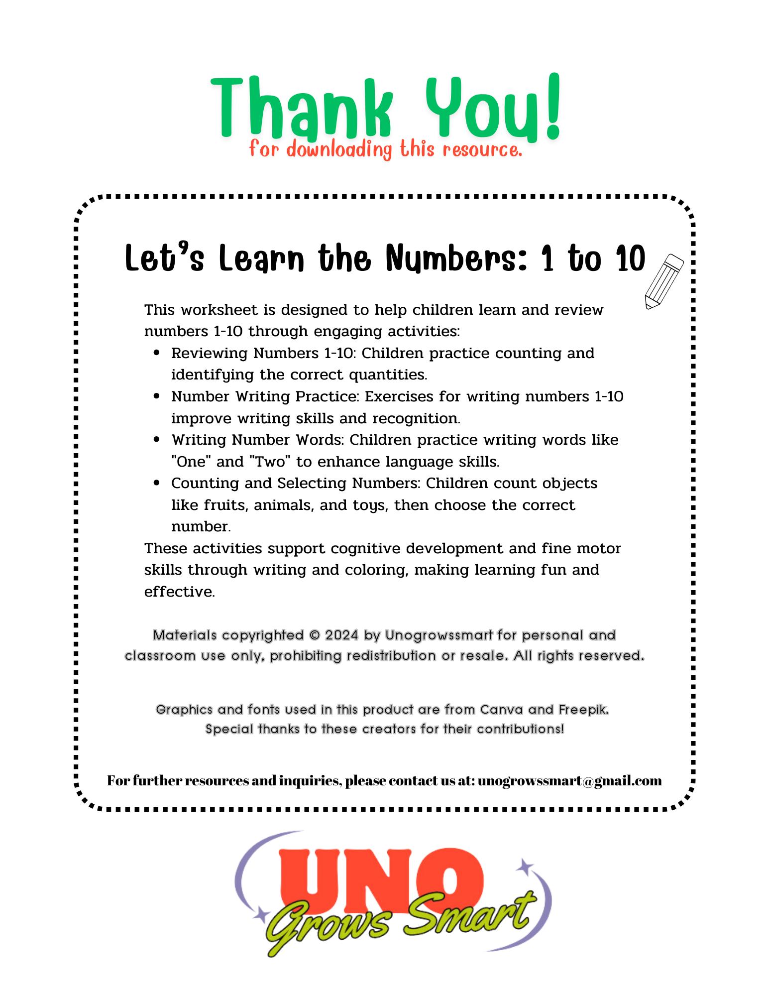 Let’s Learn the Numbers: 1 to 10 - Etsy