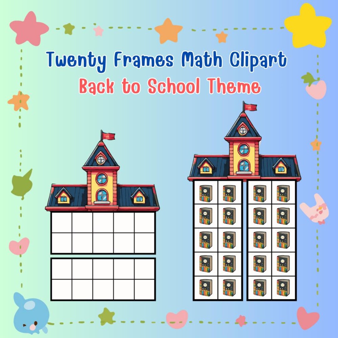 Twenty Frames Math Clipart: Back to School Theme - Etsy