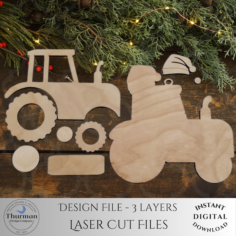 Personalized Tractor Christmas Ornament SVG, 3D Tractor Ornament SVG ...