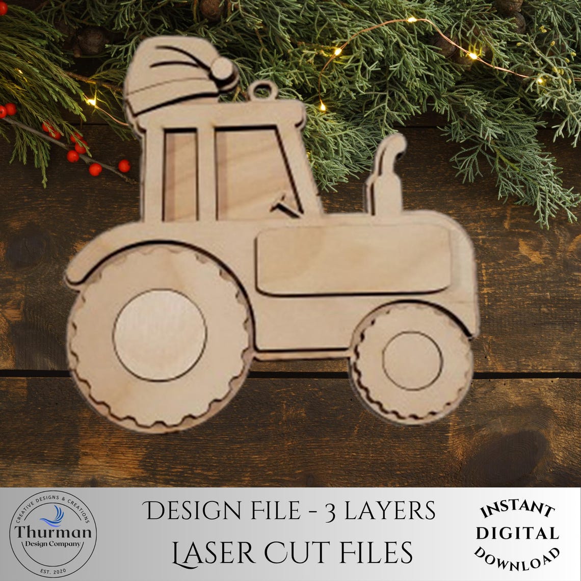 Personalized Tractor Christmas Ornament SVG, 3D Tractor Ornament SVG ...