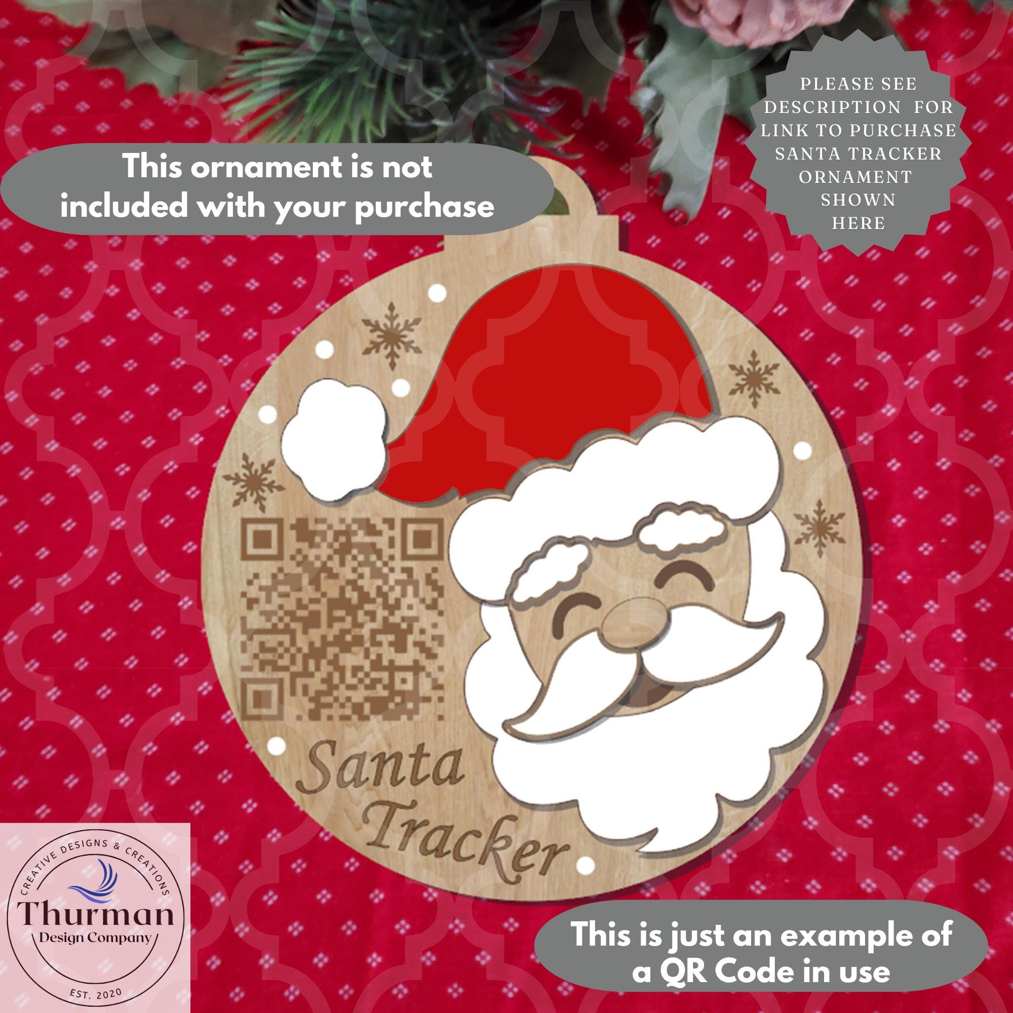 Santa Tracker QR Code Svg, Santa Tracker Ornament Svg, QR Code, Scan to ...