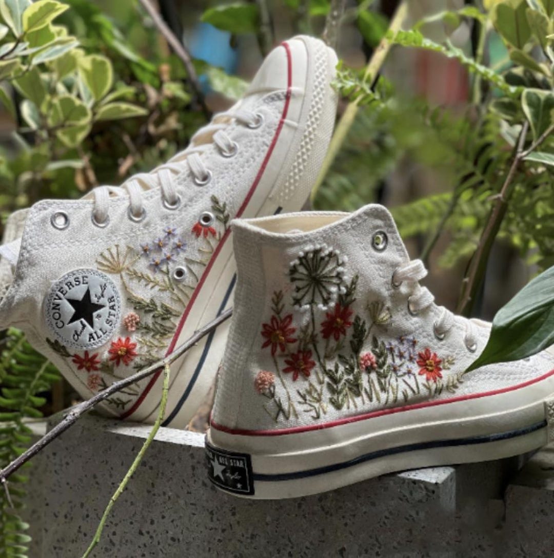 Hippie Converse, Dreamcatcher and Floral Wreath Embroidered Shoes ...