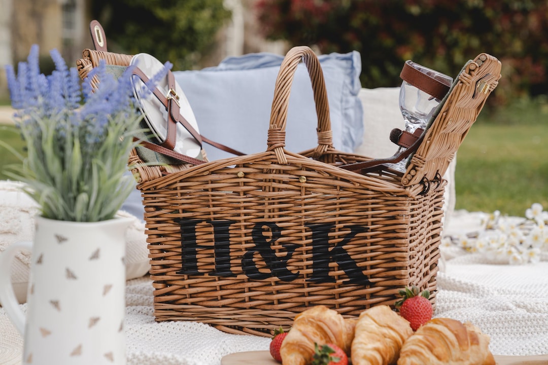 Personalized Wicker Basket With Initials – Handmade Custom Monogram ...