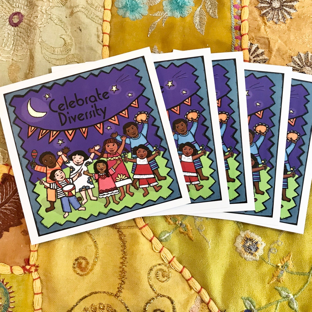 Greeting Cards 10 Celebrate Diversity Multicultural Art Teacher Gift ...