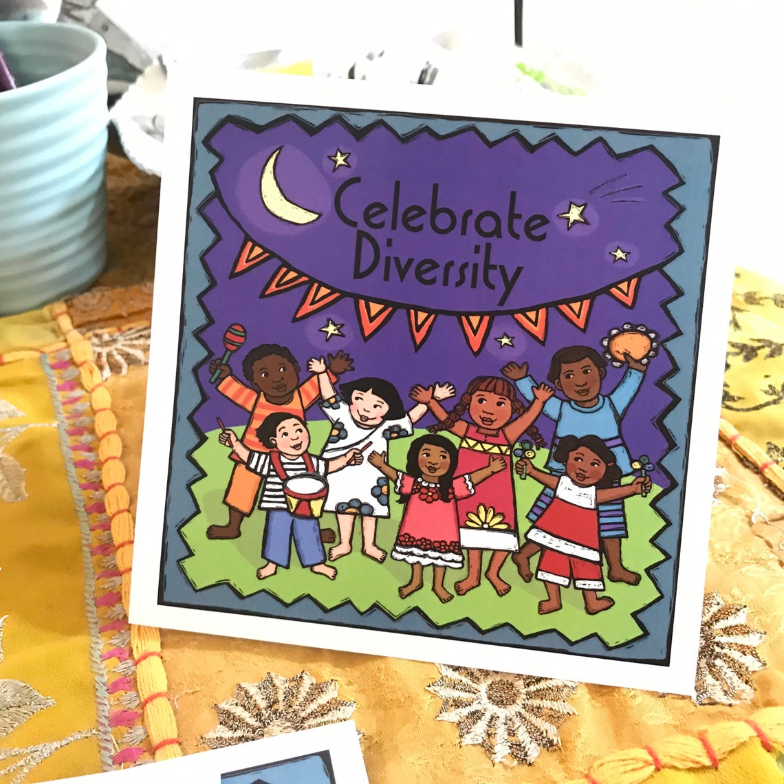 Greeting Cards 10 Celebrate Diversity Multicultural Art Teacher Gift ...