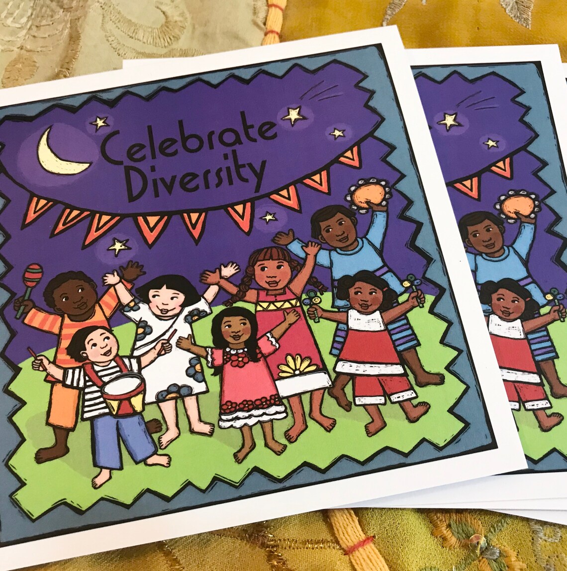 Greeting Cards 10 Celebrate Diversity Multicultural Art Teacher Gift ...